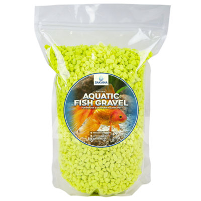 Sakana 2.5kg Yellow Fluorescent Fish Gravel - Tropical Decorative Pond ...