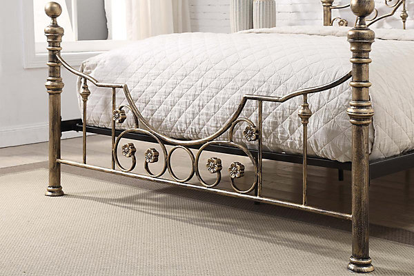 Salcombe Antique Style Brushed Gold Metal Bed Frame Double 4ft6 Salcombe Antique Style Brushed Gold Metal Bed Frame Double 4ft6