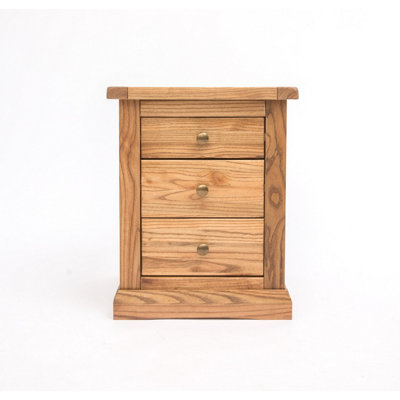 Salerno 3 Drawer Bedside Table Brass Knob