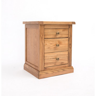 Salerno 3 Drawer Bedside Table Brass Knob