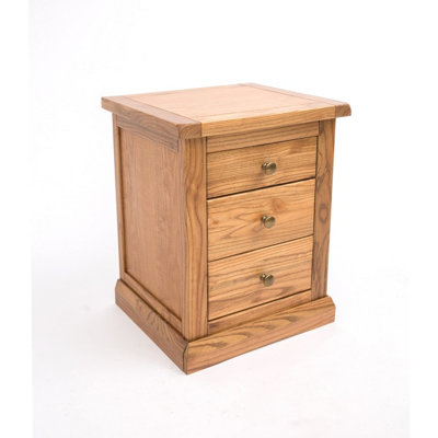 Salerno 3 Drawer Bedside Table Brass Knob