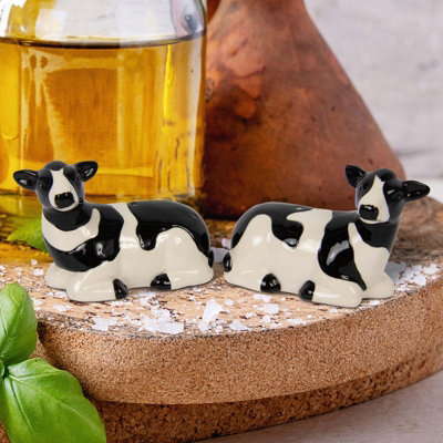 Salt & Pepper Set Cow Shape Shaker Pots Animal Farm Theme Ceramic ...