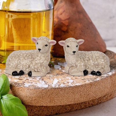Salt & Pepper Set Sheep Shape Shaker Pots Animal Farm Theme Ceramic ...