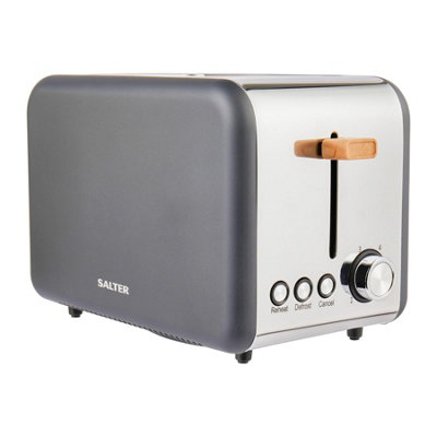 Salter EK5040GM Elder 2 Slice Toaster, With Wood Effect, Grey | DIY at B&Q