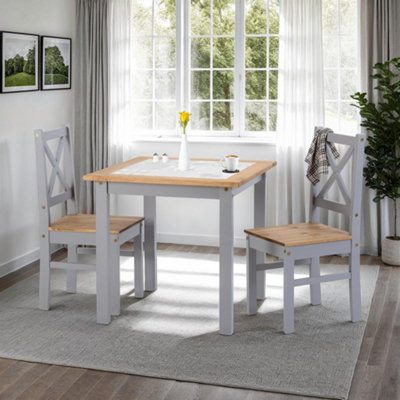 Salvador Tile Top Dining Set 2 Chairs Slate Grey Dist Waxed Pine | DIY ...