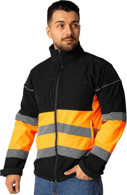 Sam Caan Hi Vis Softshell Jacket Men High Visibility Reflective Water-Resistant Rain Windproof ...