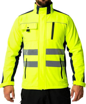 SAM CAAN HI VIS SOFTSHELL JACKET MEN HIGH VISIBILITY REFLECTIVE WATER ...