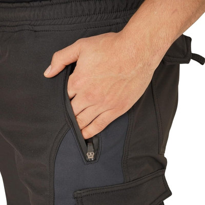 Sam Caan Softshell Mens Work Trousers Fleece Lined Water & Wind Proof ...