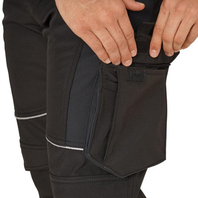 Sam Caan Softshell Mens Work Trousers Fleece Lined Water & Wind Proof ...