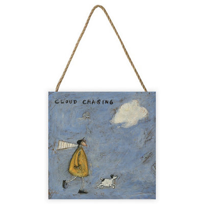 Sam Toft Cloud Chasing Wooden Block Blue/White/Yellow (20cm x 20cm)