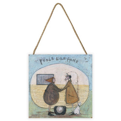 Sam Toft Feels Like Home Wooden Plaque Sky Blue/Light Green/Cream/White ...