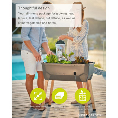 SAMMY SALAD raised bed for salad growing, with water tank - Anthracite ...