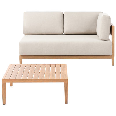 SAMPIERI 2 Seater Garden Sofa with Table Light Brown Metal