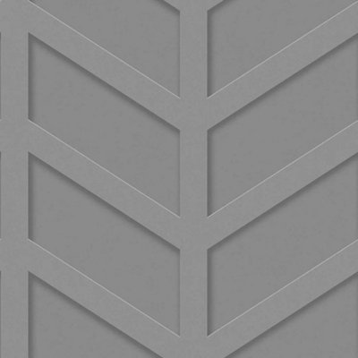 Sample of Chevron Panel Wallpaper in Soft Grey