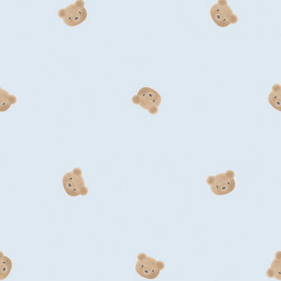 Sample of Cozy Bear Wallpaper in Soft Blue
