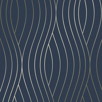 Sample of Motion Geo Wave Wallpaper in Navy