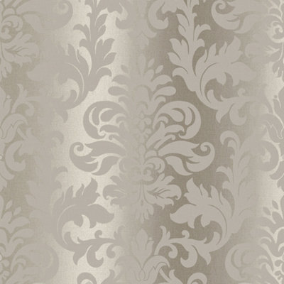 Sample of Regency Damask Wallpaper Taupe