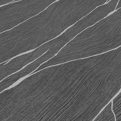 Sample of Ridged Metallic Wallpaper in Graphite with Silver Metallic