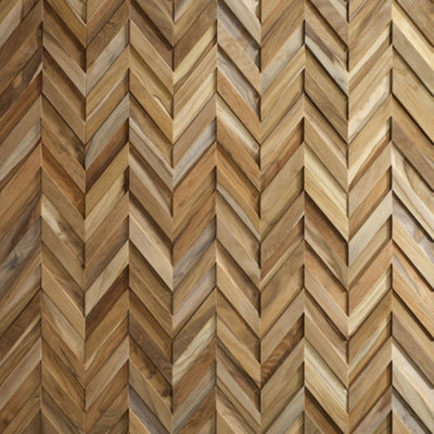 SAMPLE Wallsupply UltraWood Chevron Herringbone Solid Teak Wood ...