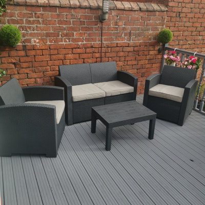 Samuel Alexander Luxury Sturdy Black Rattan Garden Sofa Set, Includes ...