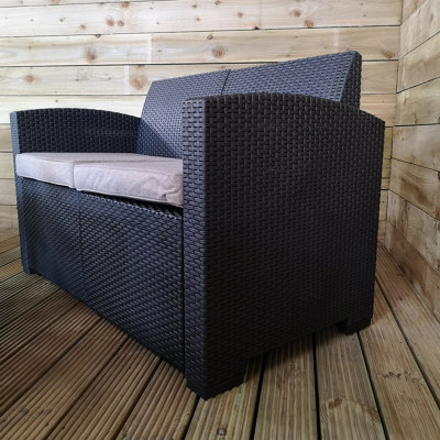 Samuel Alexander Luxury Sturdy Black Rattan Garden Sofa Set, Includes ...