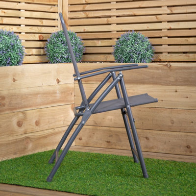 Samuel Alexander Multi-Position Folding Garden Patio Single Chair in Grey