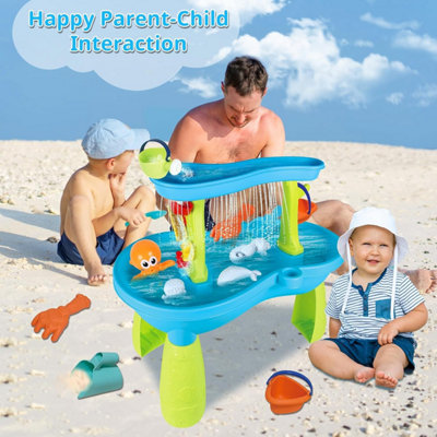 sand and Water Table for Kids, 2-Tier Sand Pit Outdoor Activities Play ...