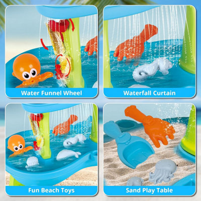 sand and Water Table for Kids, 2-Tier Sand Pit Outdoor Activities Play ...