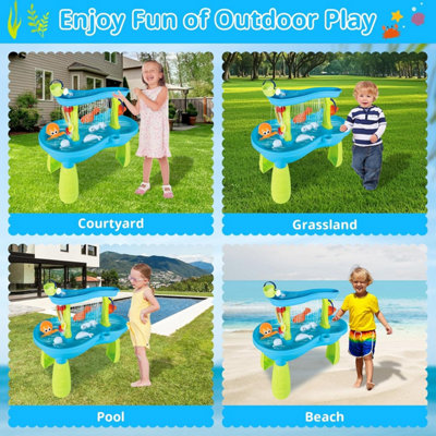 sand and Water Table for Kids, 2-Tier Sand Pit Outdoor Activities Play ...