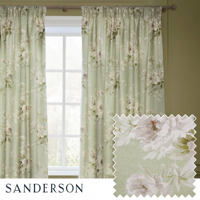 Sanderson Adele Floral Chenille Room Darkening Pencil Pleat Curtain ...