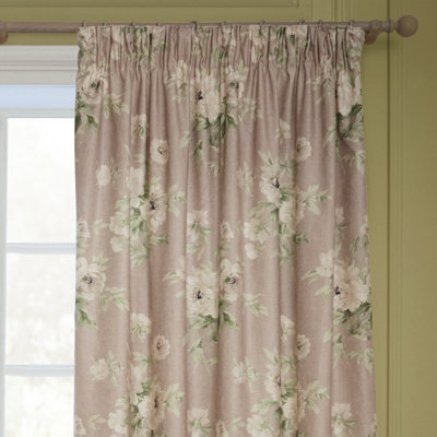 Sanderson Adele Floral Chenille Room Darkening Pencil Pleat Curtains