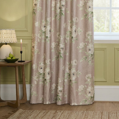 Sanderson Adele Floral Chenille Room Darkening Pencil Pleat Curtains