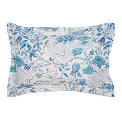 Sanderson Crane & Frog Oxford Pillowcase Blue | DIY at B&Q