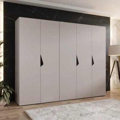 Sandi I Hinged Door Wardrobe 250cm - Cashmere Modern 5-Door Wardrobe ...