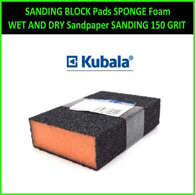 SANDING BLOCK Pads SPONGE Foam WET AND DRY Sandpaper SANDING 150 GRIT ...