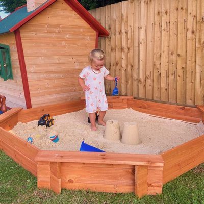 Sandpit - Octagonal - 20cm Deep with included Underlay and Rain Cover ...