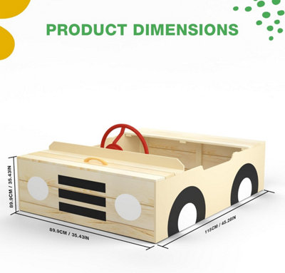 Sandpit - Wooden Car Sand Pit - With Steering Wheel, Weatherproof Cover ...