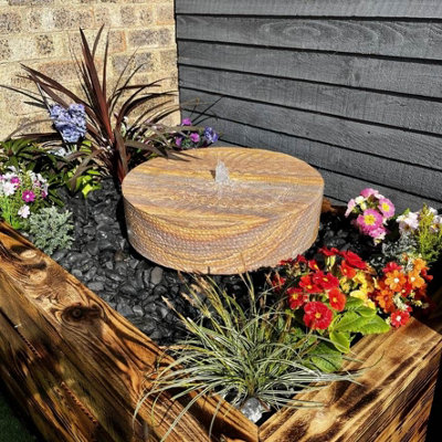 Sandstone Millstone 50cm Natural Stone Solar Water Feature