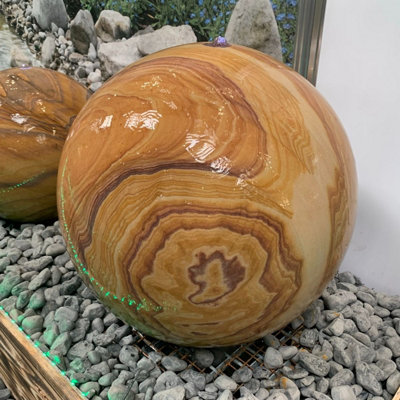 SANDSTONE SPHERE 50CM NATURAL STONE SOLAR WATER FEATURE