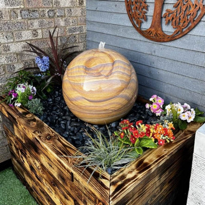 SANDSTONE SPHERE 50CM NATURAL STONE SOLAR WATER FEATURE