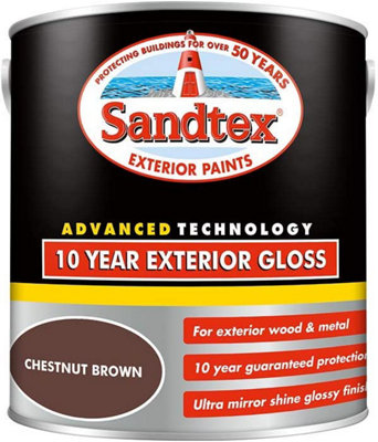 Sandtex 10 Year Exterior Gloss Wood & Metal Paint 2.5L Chestnut Brown