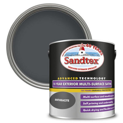 Sandtex 10 Year Multi Surface Quick Drying Satin Anthracite 2.5L | DIY at B&Q