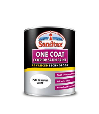 Sandtex Exterior 1 Coat Satin Brilliant White 750ml