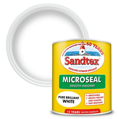 Sandtex Microseal Exterior Smooth Masonry Paint Brilliant White 1L