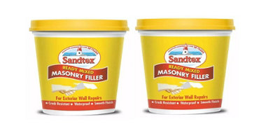Sandtex Ready Mixed Masonry Filler Smooth White 500g Pack of 2