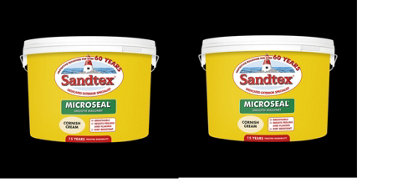 Sandtex Smooth Masonry Paint Cornish Cream 10L Pack of 2