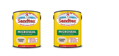 Sandtex Smooth Masonry Paint Country Stone 5L Pack of 2