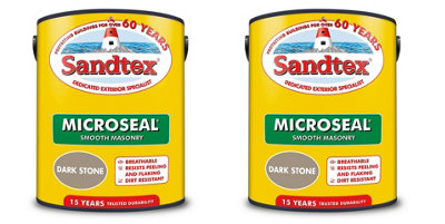 Sandtex Smooth Masonry Paint Dark Stone 5L Pack of 2