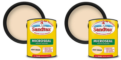 Sandtex Smooth Masonry Paint Light Cream 5L Pack of 2