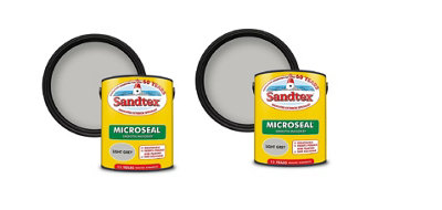 Sandtex Smooth Masonry Paint Light Grey 5L Pack of 2